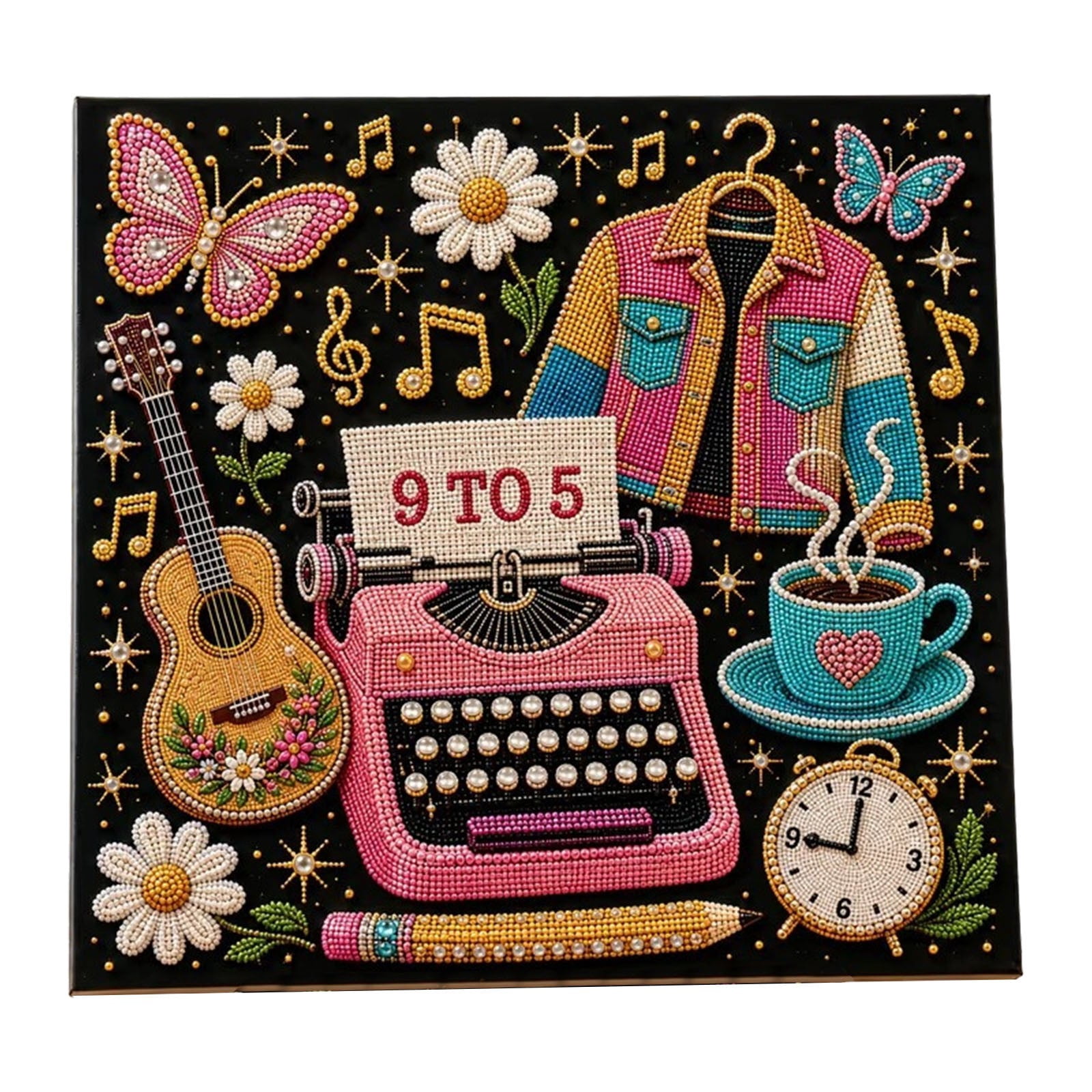 9 to 5 Country Music DIY Bead Art Kit Typewriter Guitar Coffee Cup ...