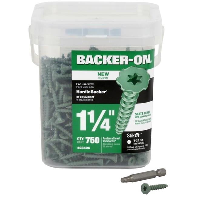 9 x 1.25 in. Steel Flat Head Square Backer on Cement Board Screws ...