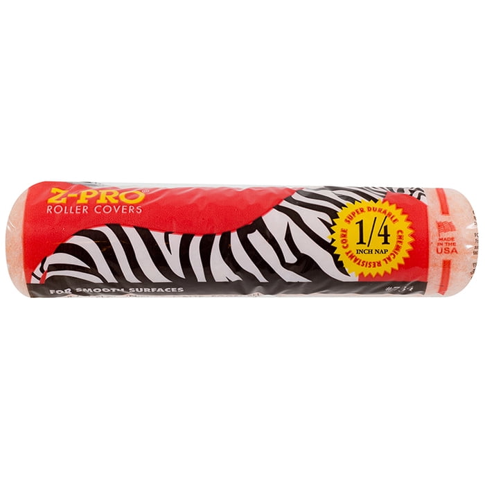 9” x 1/4” Nap Premier 734 Zebra Smooth Surface Roller Cover, Polyester ...