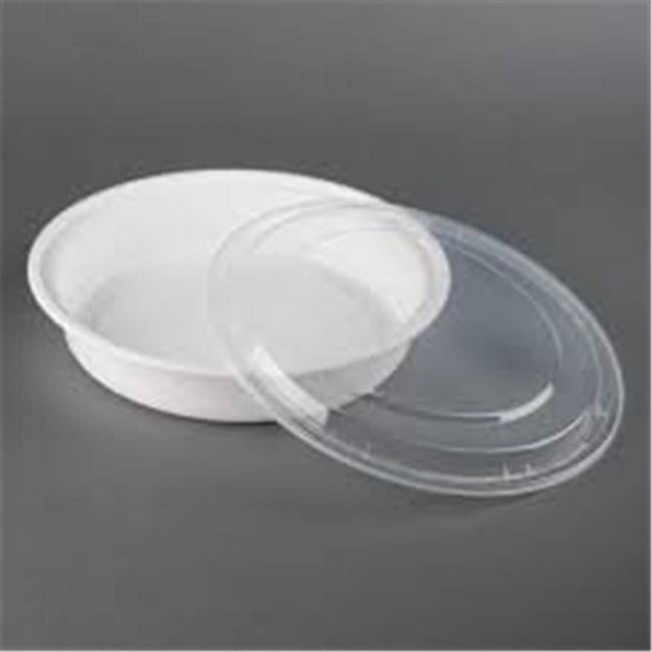 9 x 1.5 in. Round White Plastic Container with Translucent Lid, Set of ...