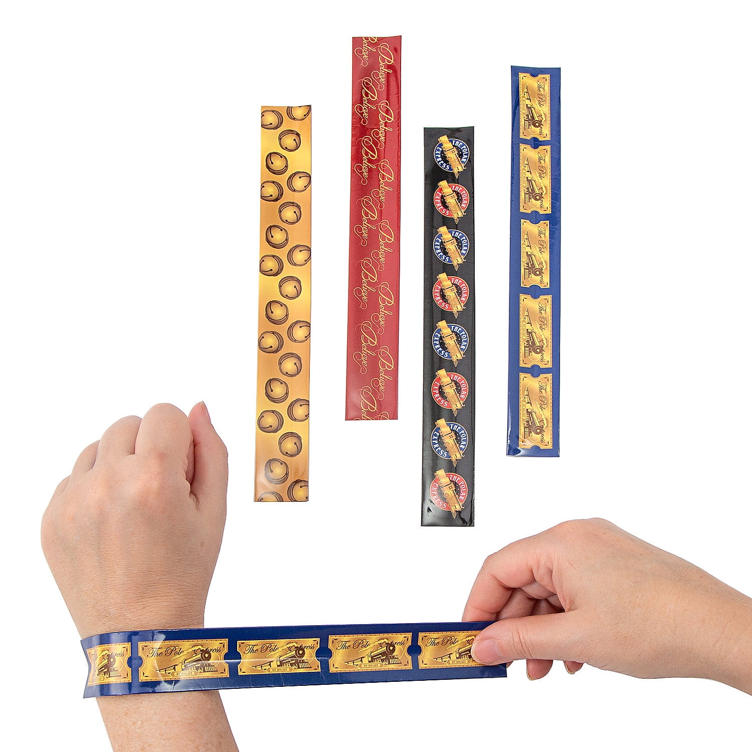 9" x 1" The Polar Express Multicolored Metal Slap Bracelets - 12 pieces ...