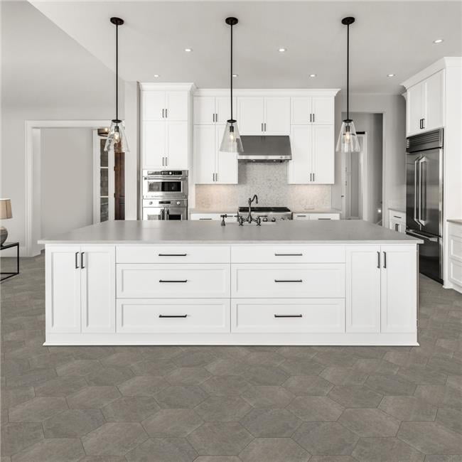 9 x 10.4 in. Floor Galore Self Adhesive Hexagon Vinyl Floor Tile, Graphite - 10 sq.ft per Box ...