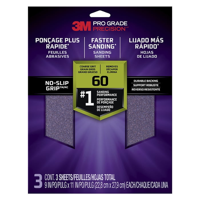 9" x 11" 3M 26060 Tri-3 Pro Grade Precision No-Slip Grip Sanding Sheet ...