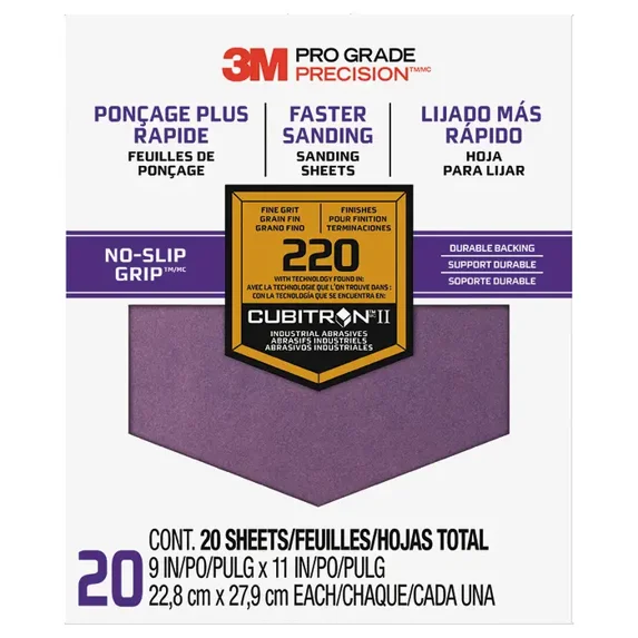 3M Pro Grade 9"x11" G No-slip Sandpaper (20 SHTS/PK) - Walmart.com