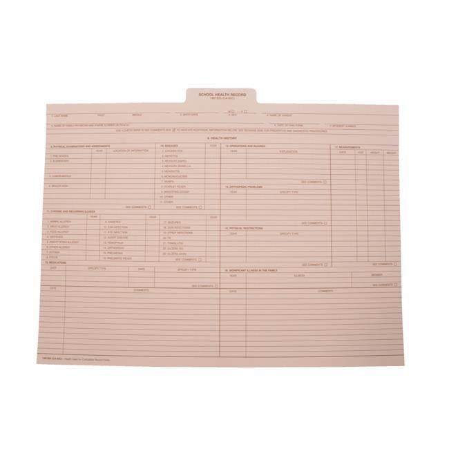 9 x 11.75 in. Health Record Insert for Cumulative Health Insert, White ...