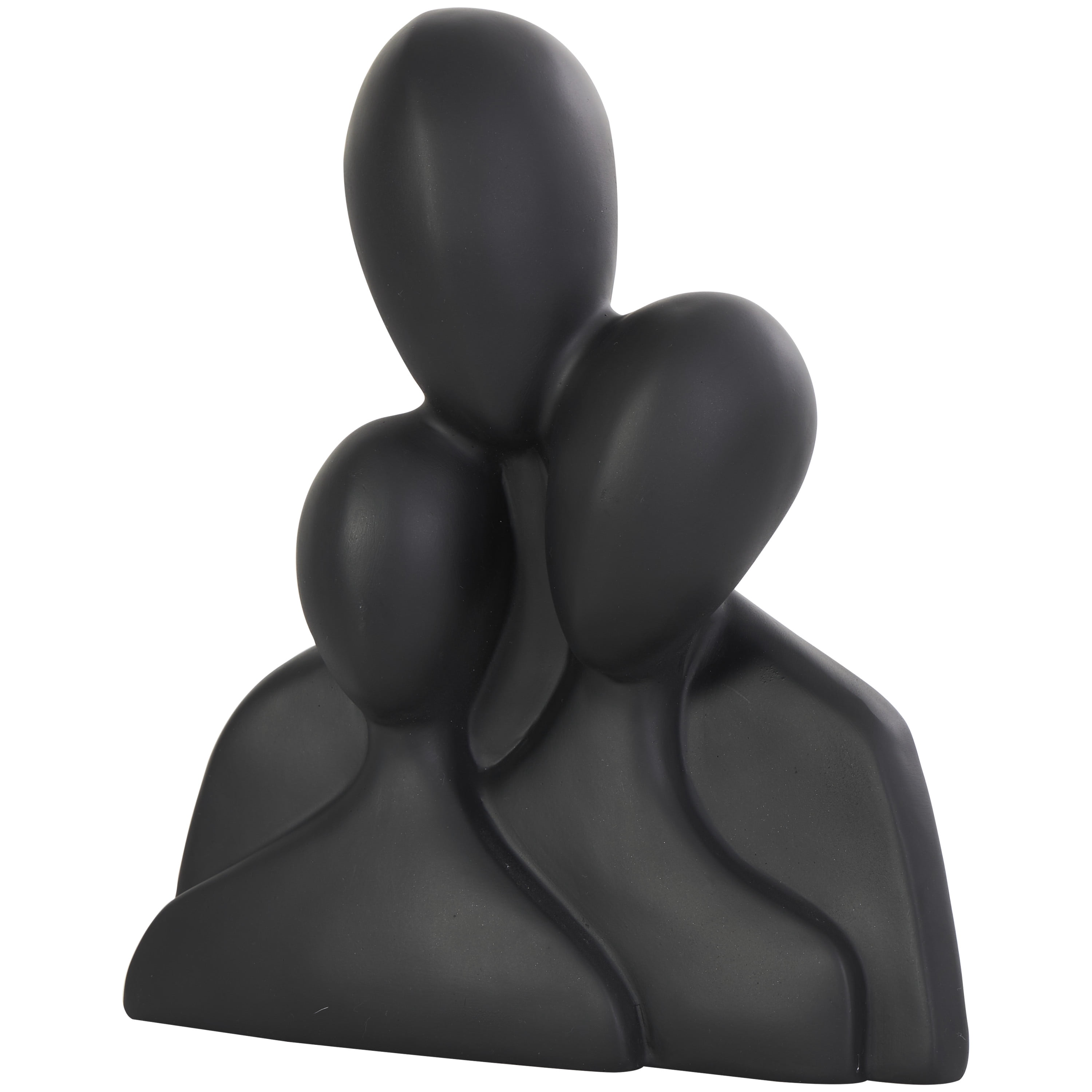 9" x 11" Black Polystone Nesting Family 3 Head People Sculpture, by ...