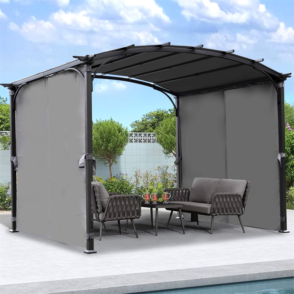 9 x 11ft Patio Pergola, Arched Gazebo with Waterproof Sun Shade Shelter ...