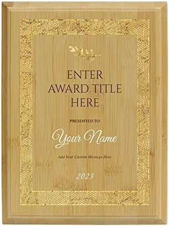9" x 12" Custom Wall Plaque for Awards and Recognition, Genuine Bamboo ...