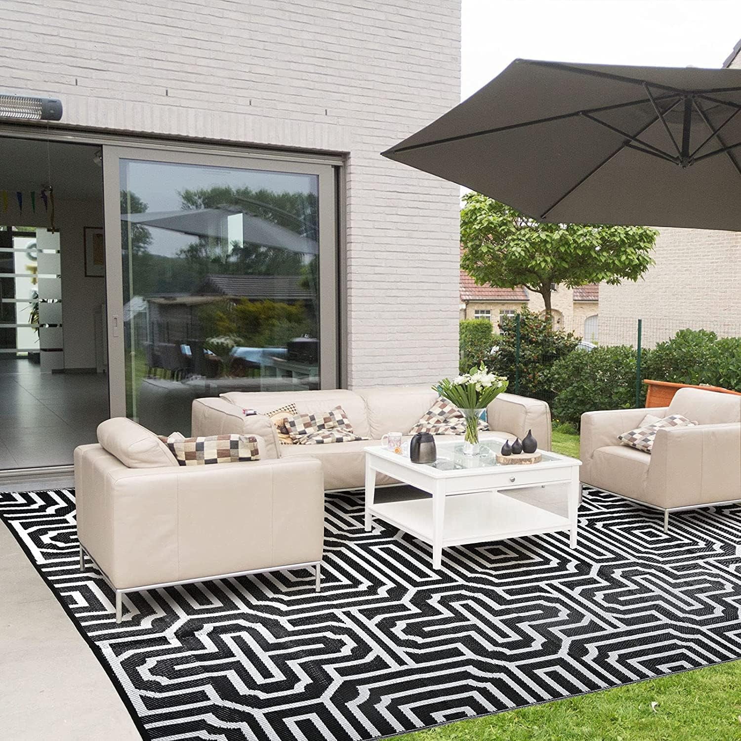 9' x 12' Plastic Straw Rug, Outdoor Patio Rug, RV Rug, Large Floor Mat ...