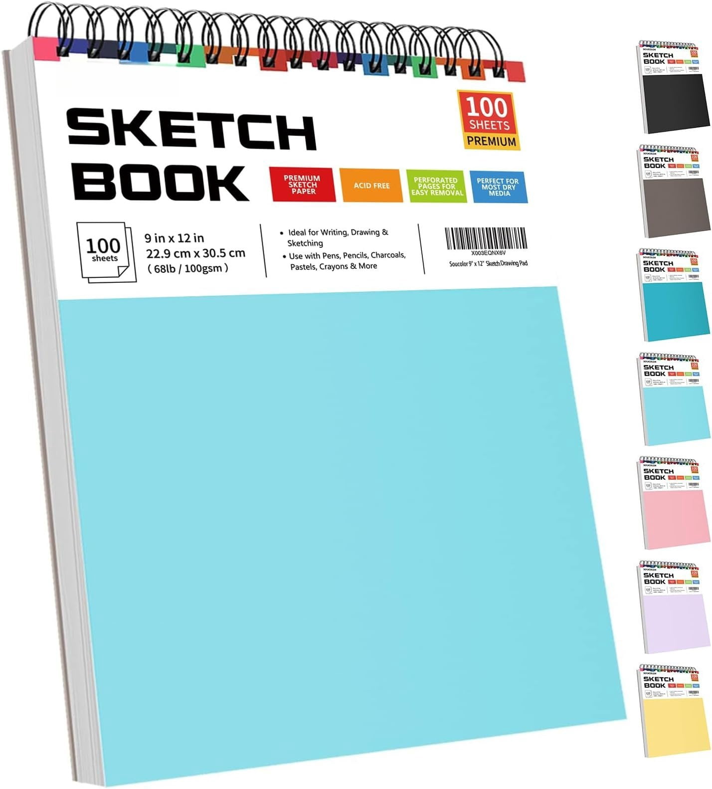 9" x 12" Spiral Bound Blank Sketch Notebook Journal Book- 1-Pack 100 ...