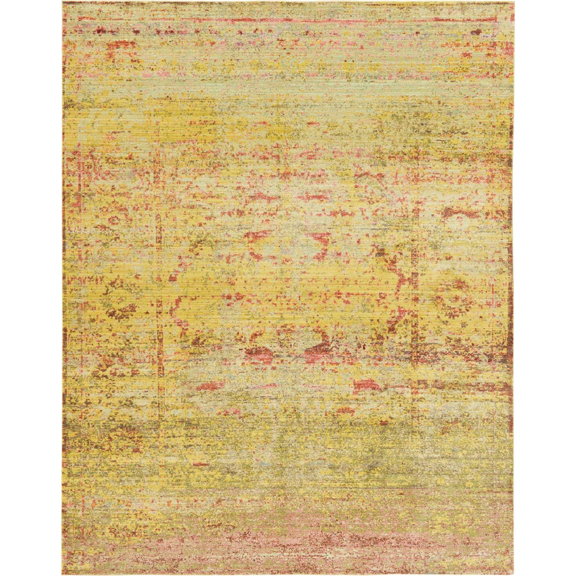 9' x 12' Yellow and Pink Contemporary Abstract Rectangular Area Throw ...