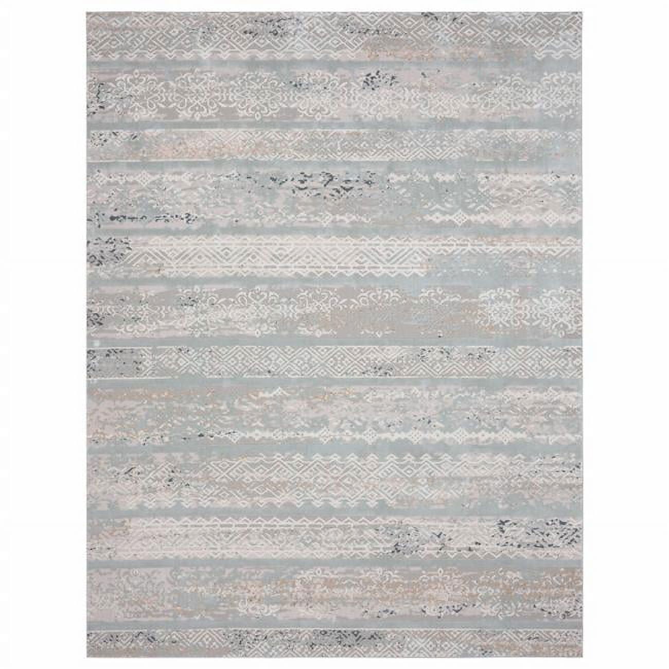 9 x 12 ft. Blue Abstract Distressed Rectangle Traditional Area Rug ...