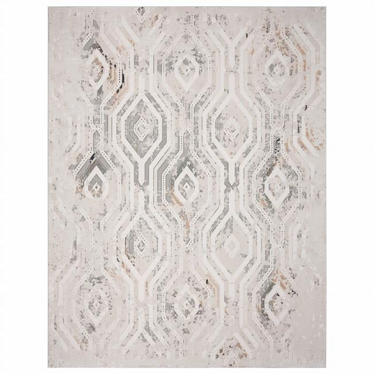 9 x 12 ft. Cream Abstract Distressed Rectangle Traditional Area Rug ...