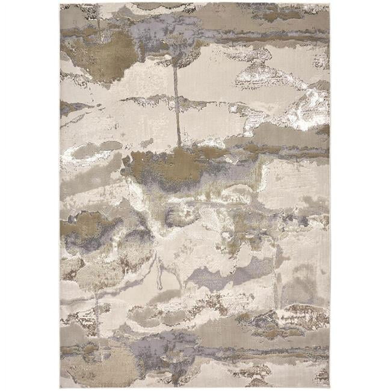 9 x 12 ft. Gray Ivory & Gold Abstract Rectangle Area Rug - Gray Ivory ...