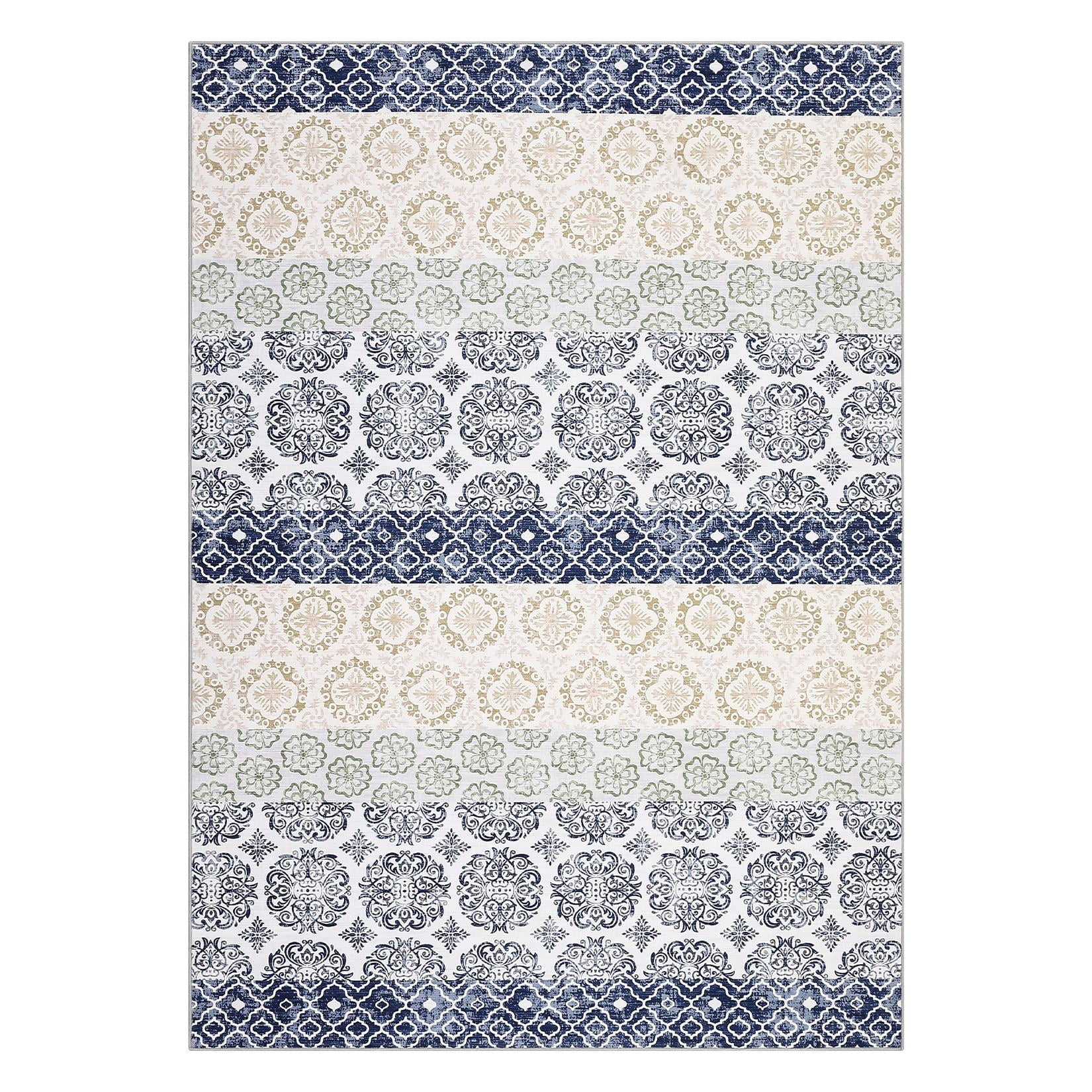 9 x 12 ft Polyester Pearl Velvet Blue Rectangular Hallway Bathroom ...