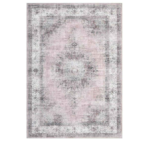 9 x 12 ft Polyester Pink Rectangular Living Room Bedroom Dining Room ...