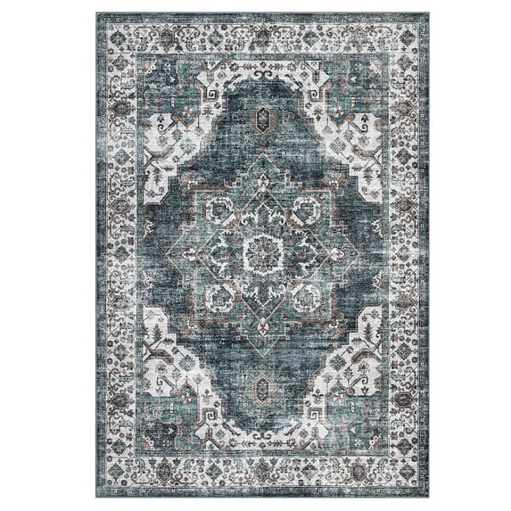 9 x 12 ft Polyester Wool Spinning Blue Rectangular Hallway Bathroom ...