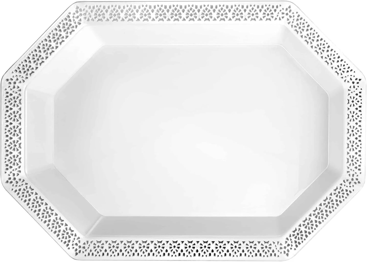 9 x 13 inches White Pearl Plastic Tray Octagon Shape – Elegant ...
