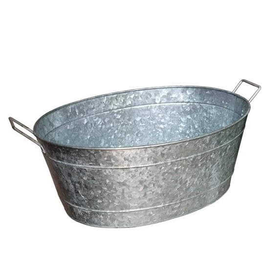 9 x 15 x 21 in. Embossed Design Oval Shape Galvanized Steel Tub with ...