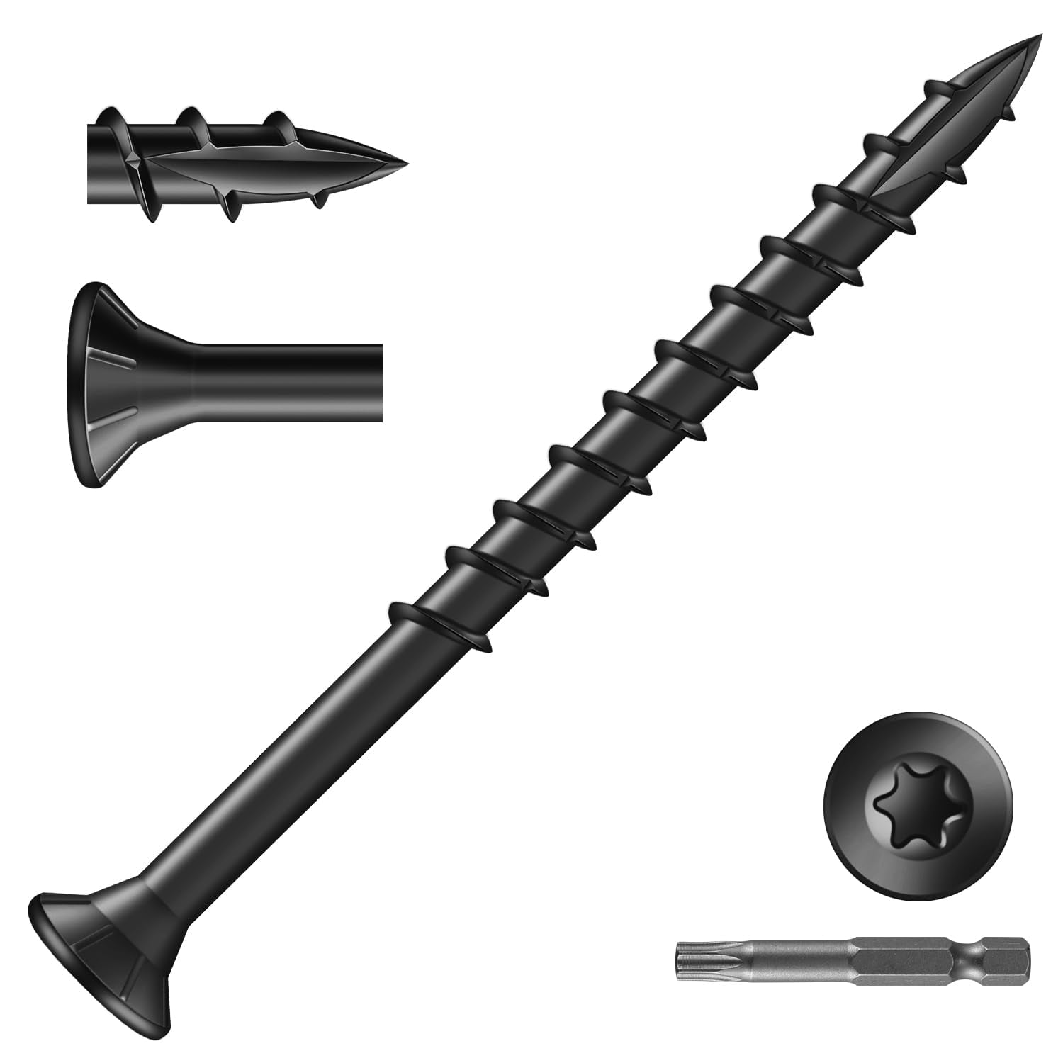 #9 x 2-1/2" Deck Screws (81Pcs) 1lb. Exterior Wood Screws. Carbon Steel ...