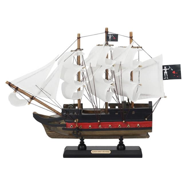 9 x 2 x 12 in. Wooden Blackbeards Queen Annes Revenge White Sails ...