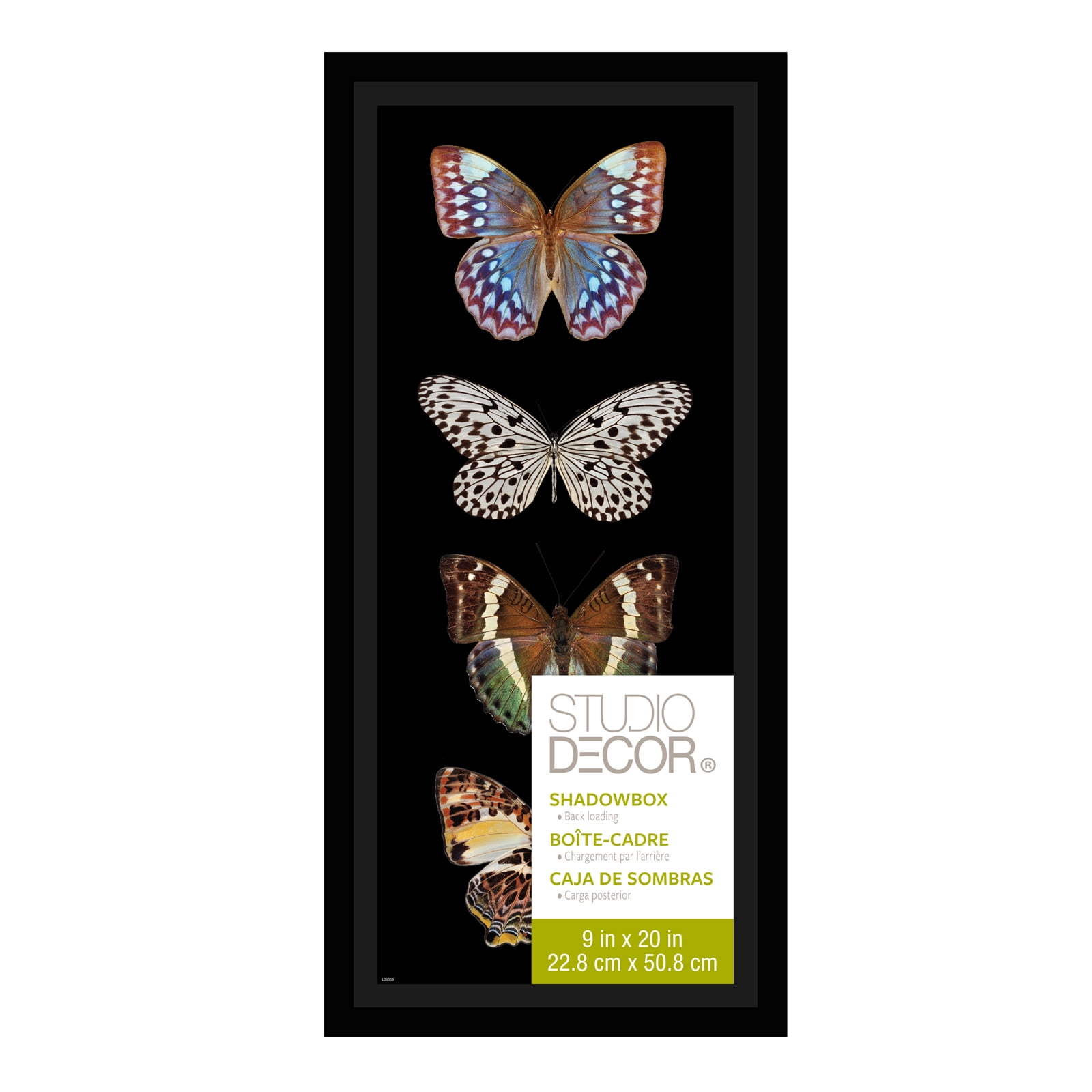 9" x 20" Black Panel Shadow Box by Studio Décor - Easy Back Loading Frame Includes Pre-attached ...