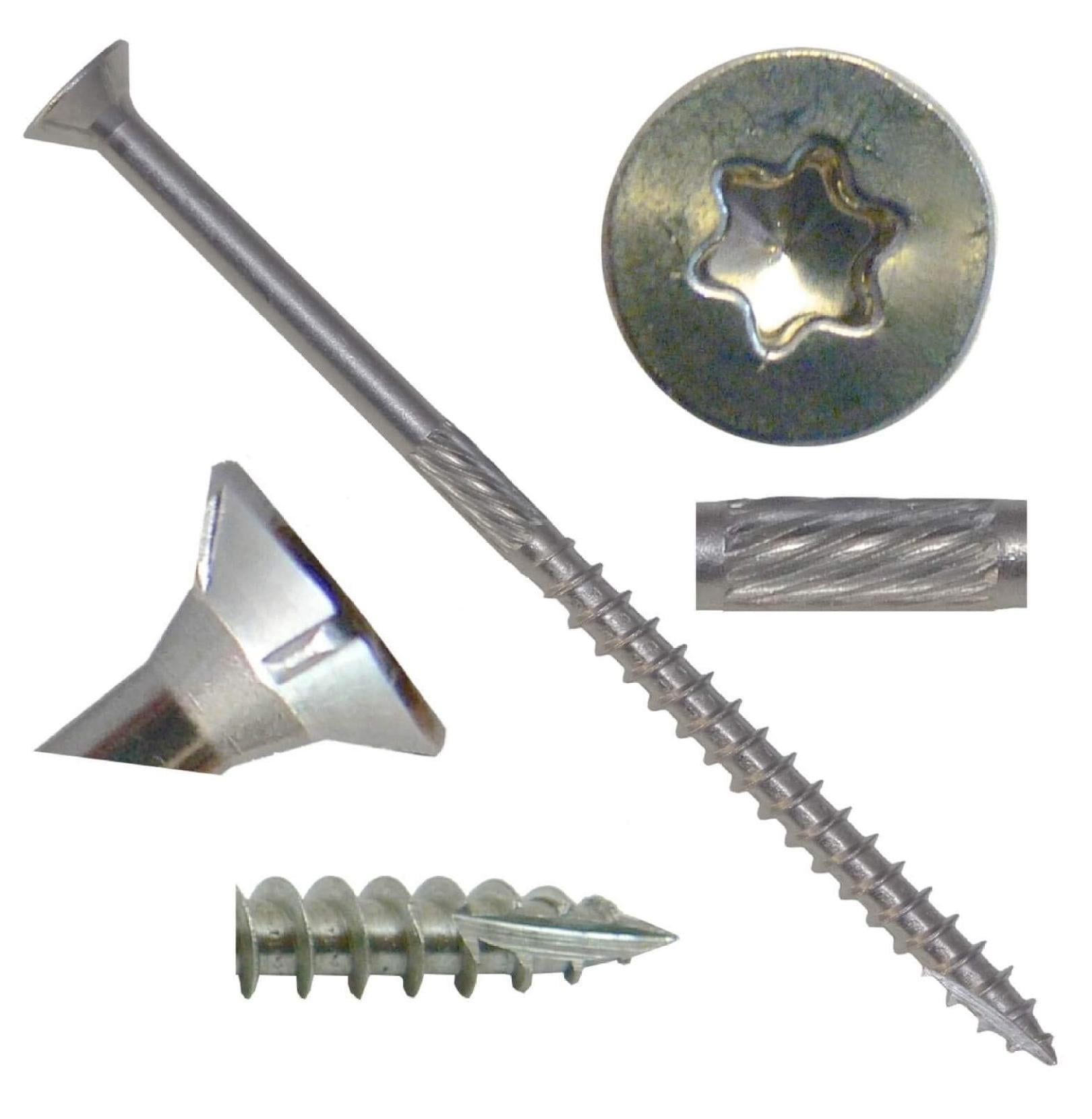 #9 x 3 Silver Star Stainless Steel Wood Screw Torx/Star Drive Head ...