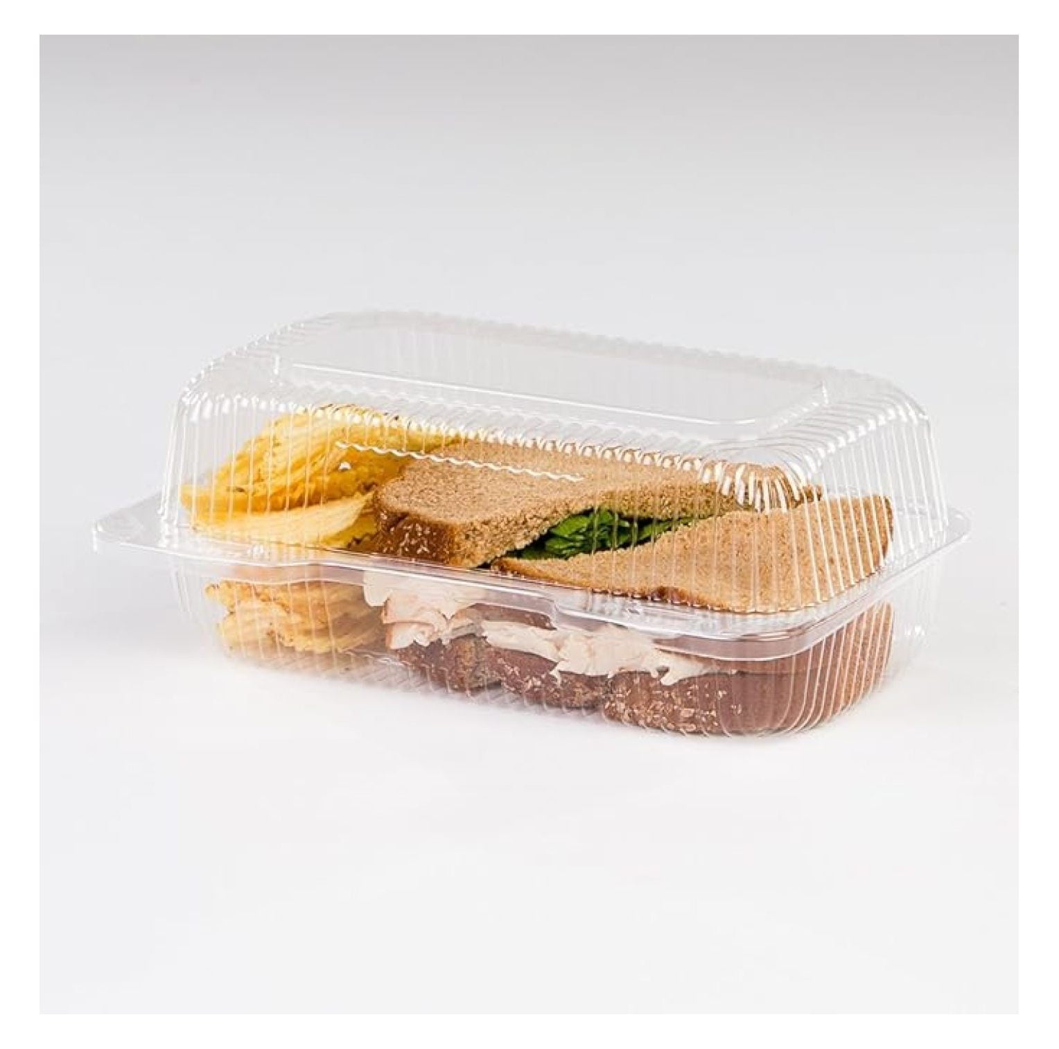 9" x 5 1/2" x 3 1/2" Clear Plastic Deli Sandwich Hinged Container - 500 ...