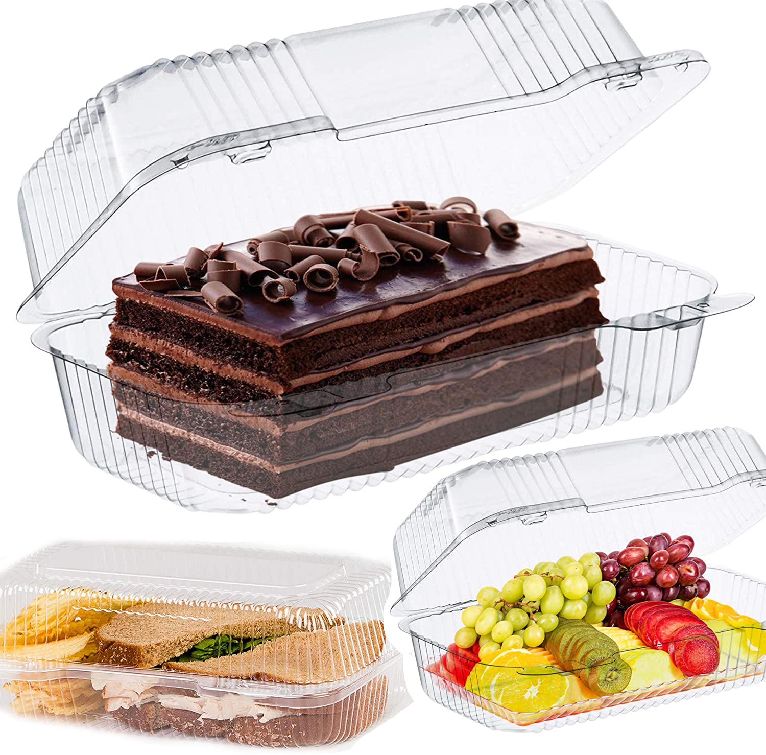 9 x 5 Dessert cake roll container Clear Hinged Lid disposable 9 x 5 ...