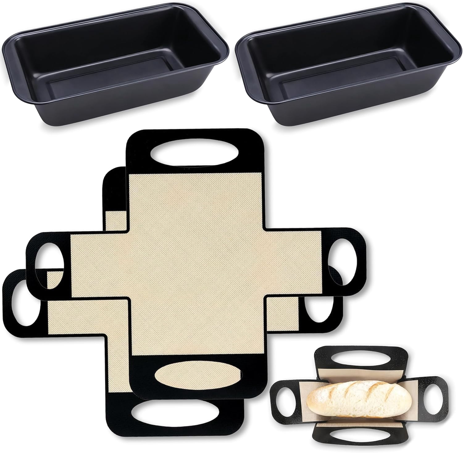 9 x 5 Loaf Pan Set with Silicone Bread Sling – 2 Bread Pans + 2 ...