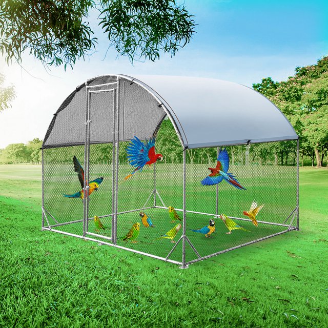 9' x 6' x 6.5' Large Metal Chicken Coop with Run for 6 Chickens ...
