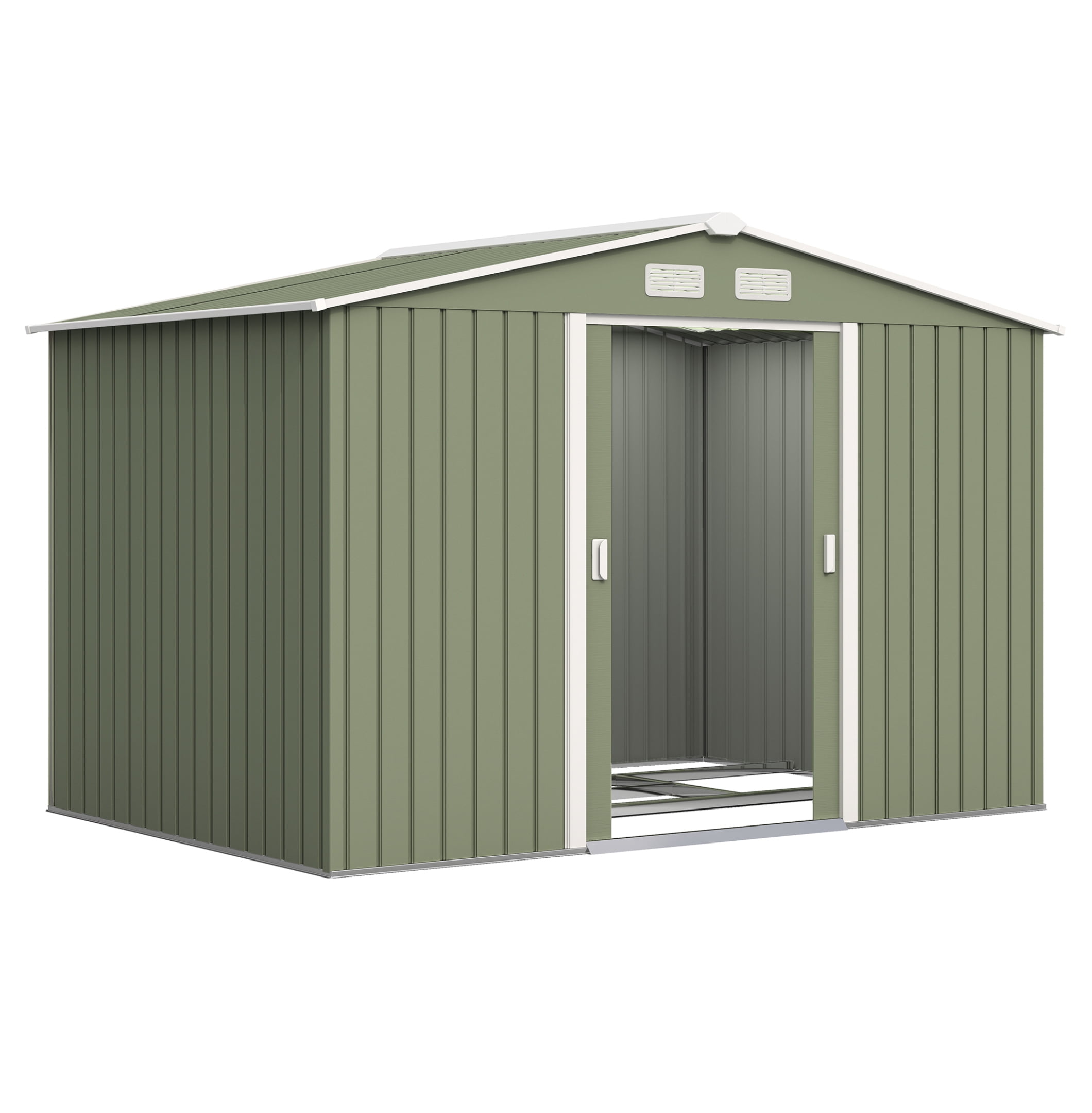 9' x 6' Outdoor Storage Shed, Garden Tool Metal Shed with Foundation ...