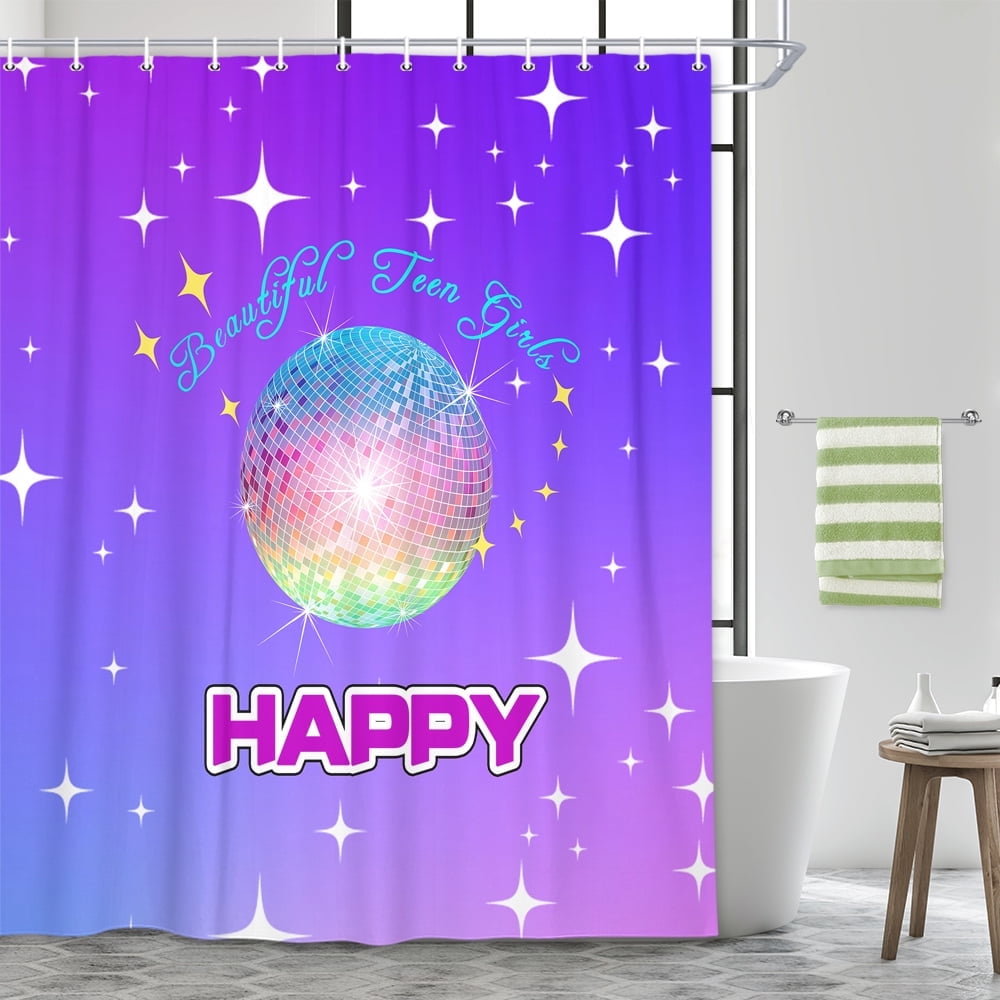 Purple Disco Shower Curtain, Modern Trendy Disco Funny Revel Shower ...