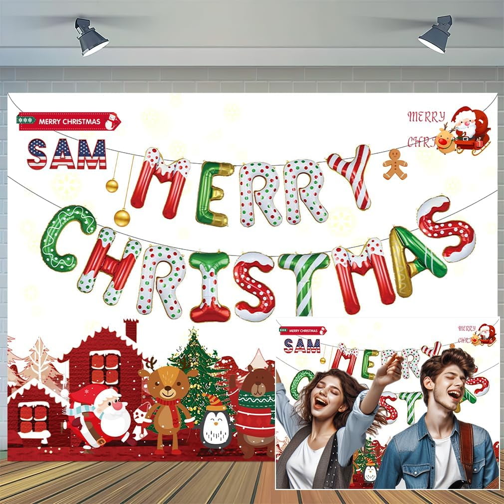 9 x 6 ft Large Christmas Backdrop Merry Christmas Party Decoration Xmas ...