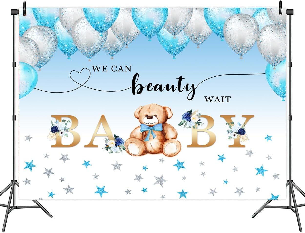 9 x 6 ft We Can Bearly Wait Bear Backdrop Bear Baby Shower Party ...