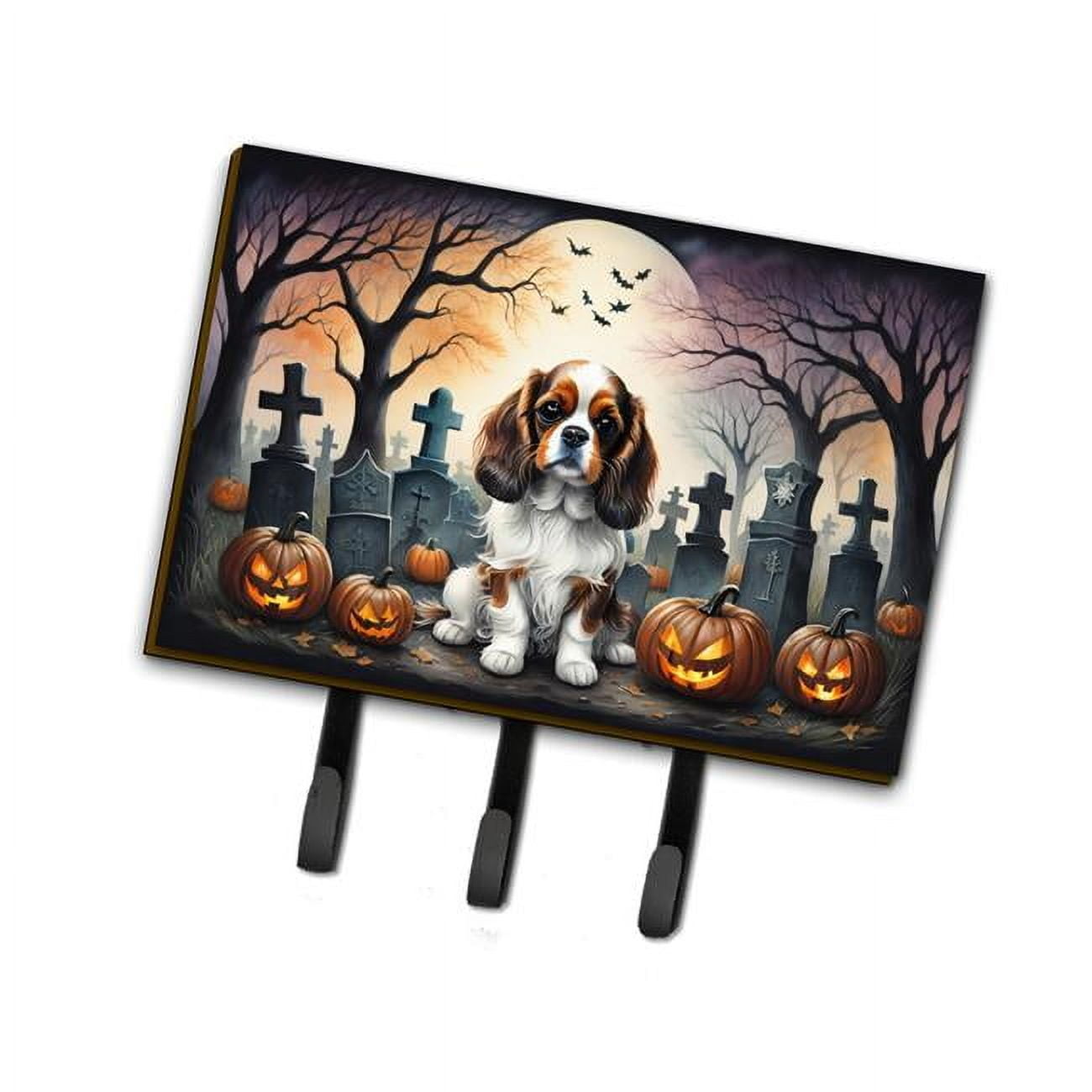 9 x 6 in. Unisex Cavalier Spaniel Spooky Halloween Leash or Key Holder ...