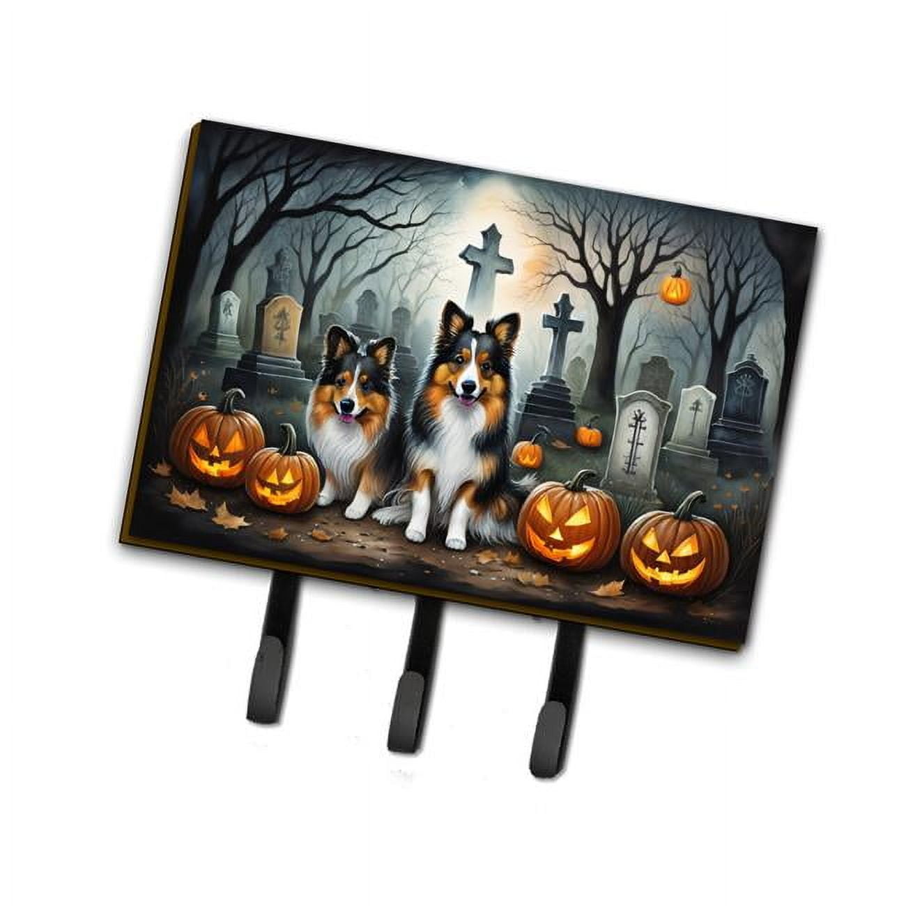 9 x 6 in. Unisex Sheltie Spooky Halloween Leash or Key Holder - Walmart.com