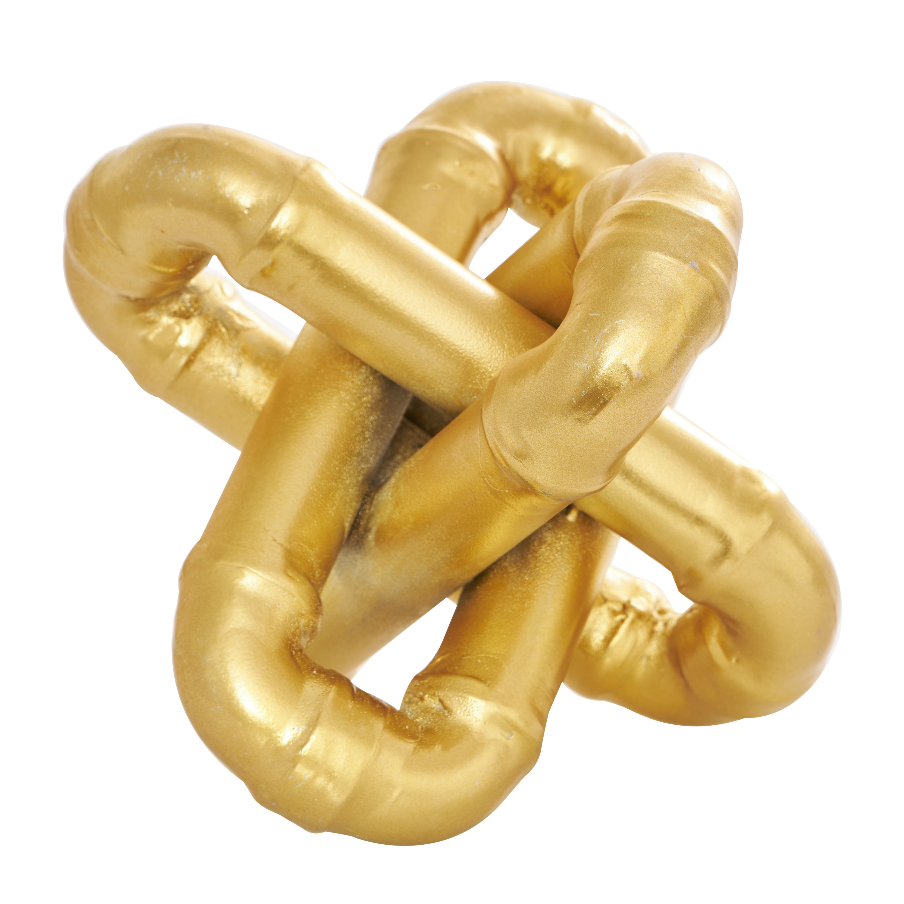 9" x 7" Gold Metal Chain Link Jack Geometric Sculpture with Dimensional ...