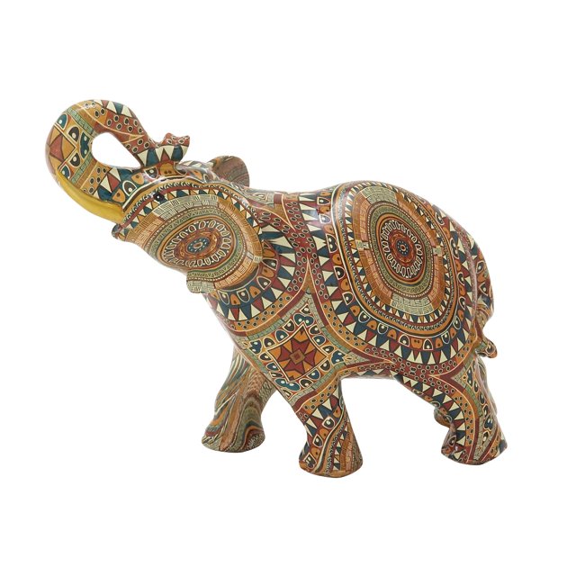 9" x 8" Multi Colored Polystone Elephant Sculpture, by DecMode ...