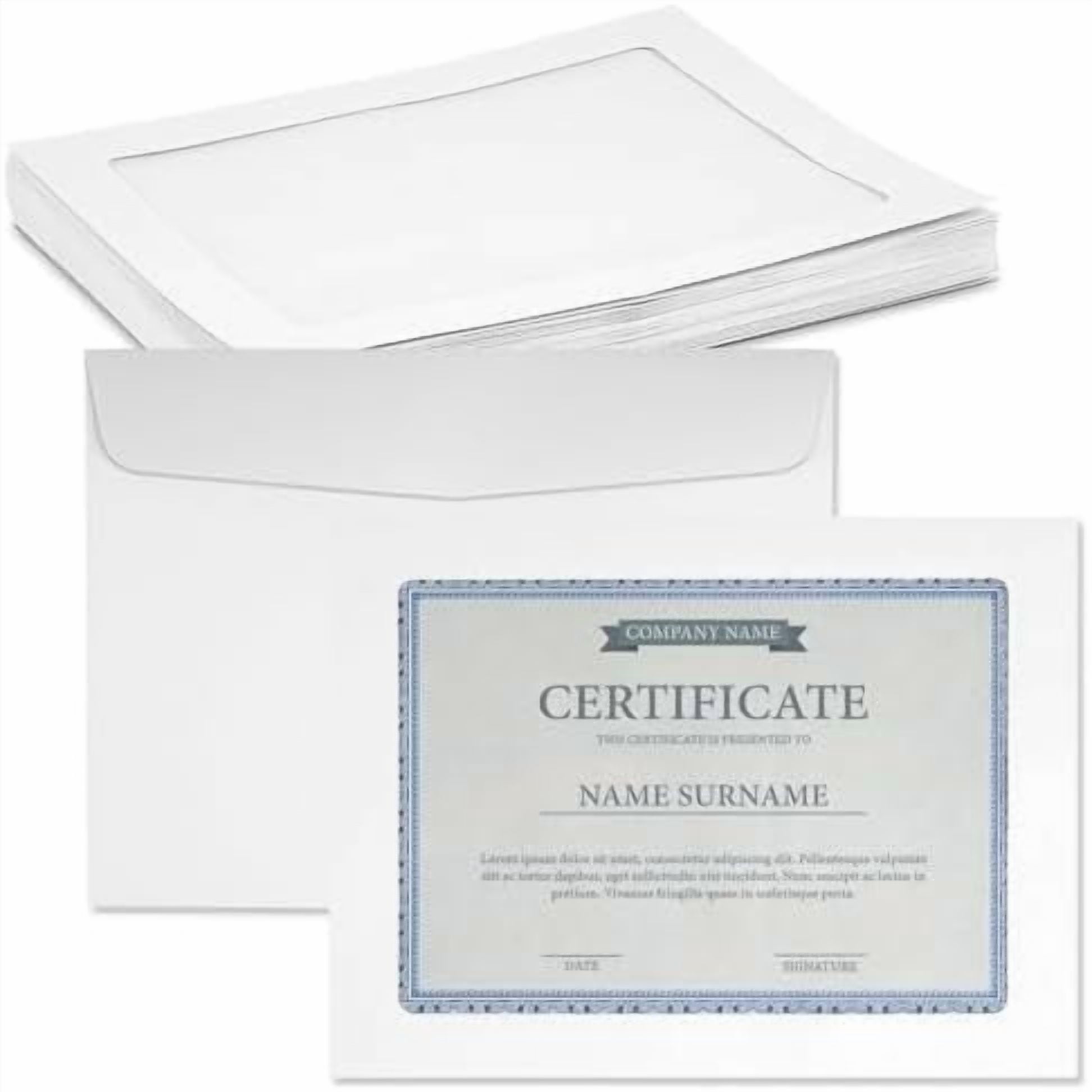 9 x12 Full Face Window Certificate Envelopes - 28lb Paper. Bright White ...