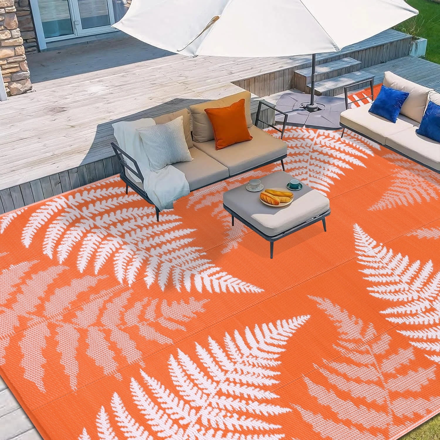 Yamaziot 6'x9' Reversible Outdoor Rug, Waterproof Patio Mat for Indoor ...