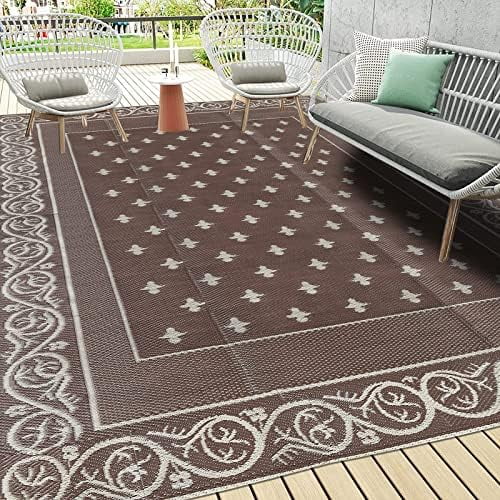 9'x12' Reversible Outdoor Rug, Waterproof Plastic Straw Area Rug for ...