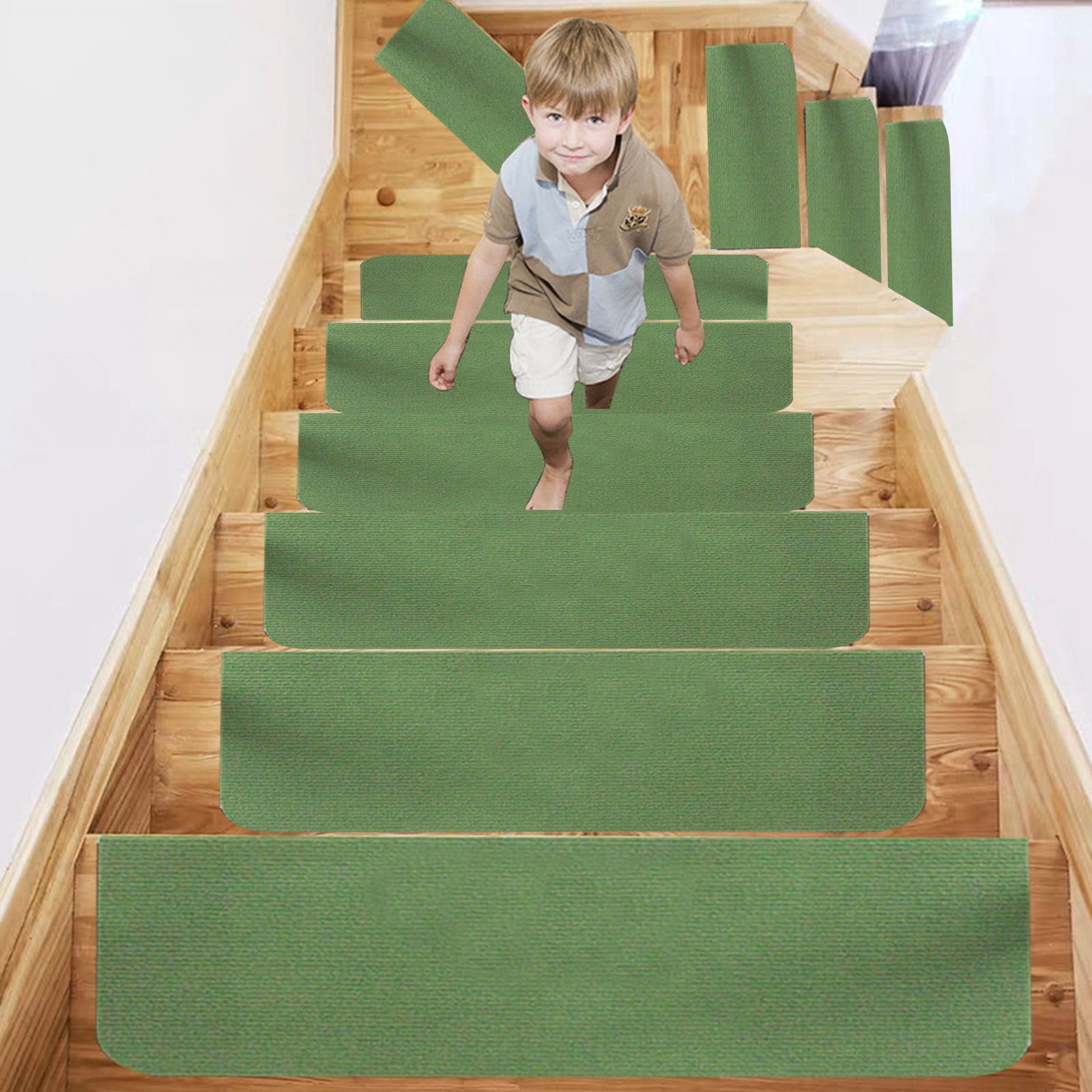 9''x22'' Stair Treads Cute Bear Print Luminous Stair Mat Non-Slip Glow ...