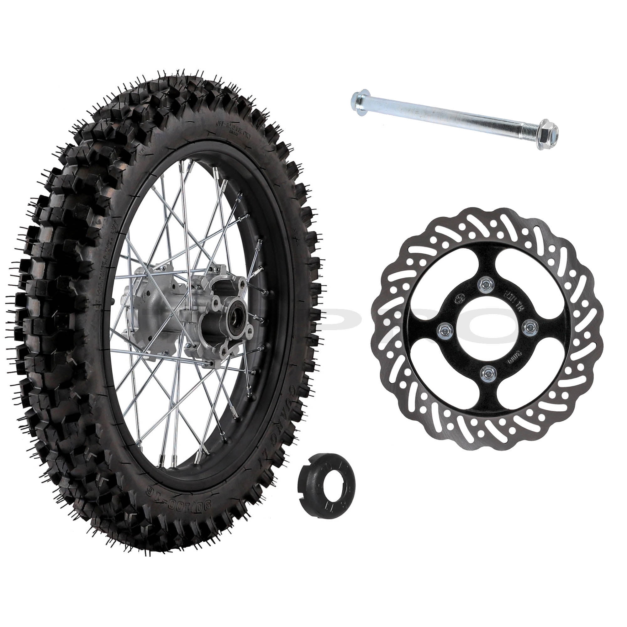 90/100-16 inch Pit Bike Rear Wheel Tire & Rim Combo with 15mm Bearing ...