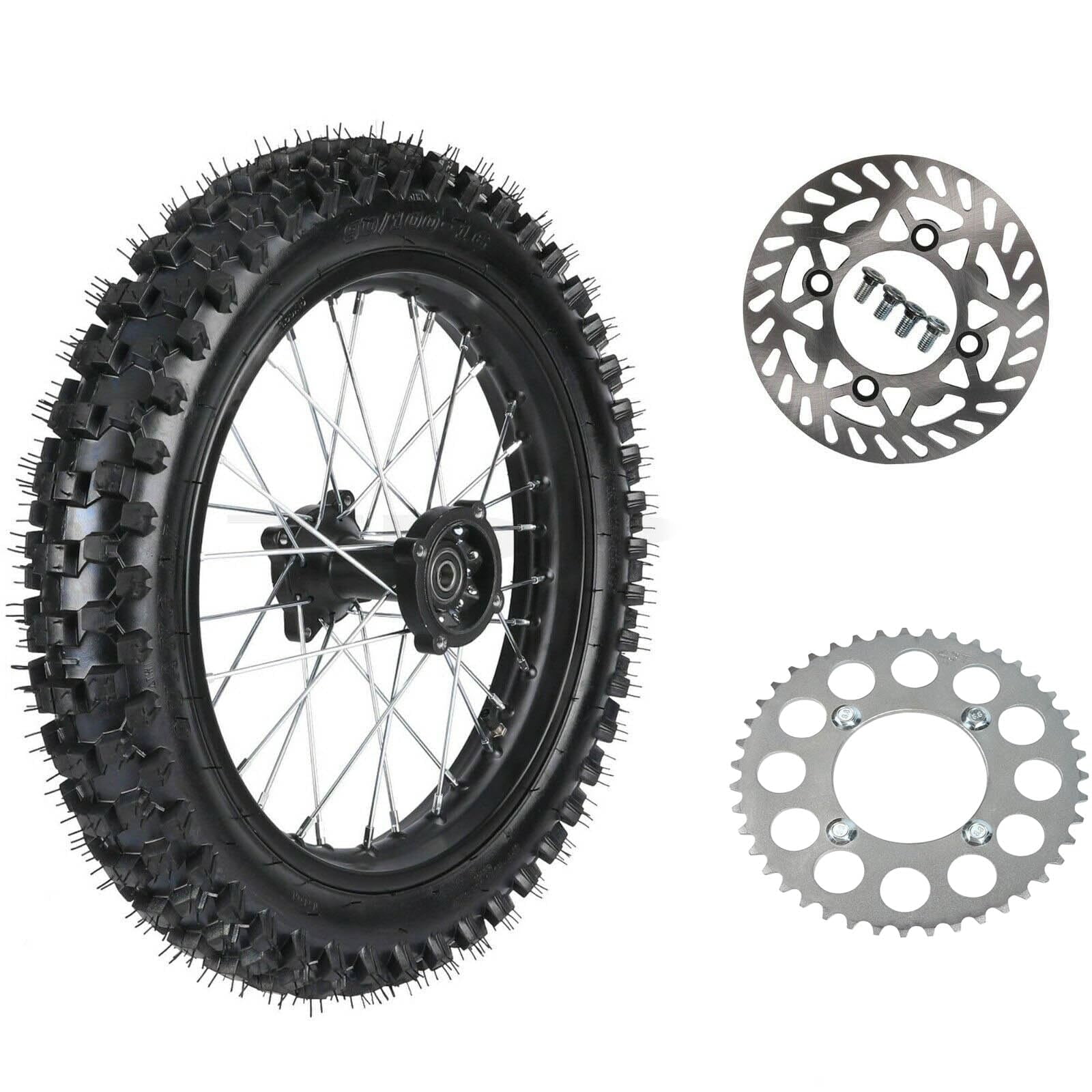 90/100-16 inch Rear Wheel Tire and Rim Inner Tube with 15mm Bearing and ...