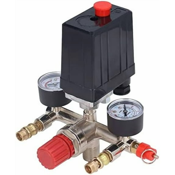90-120PSI Adjustable Air Compressor Pressure Valve Kit with Switch ...