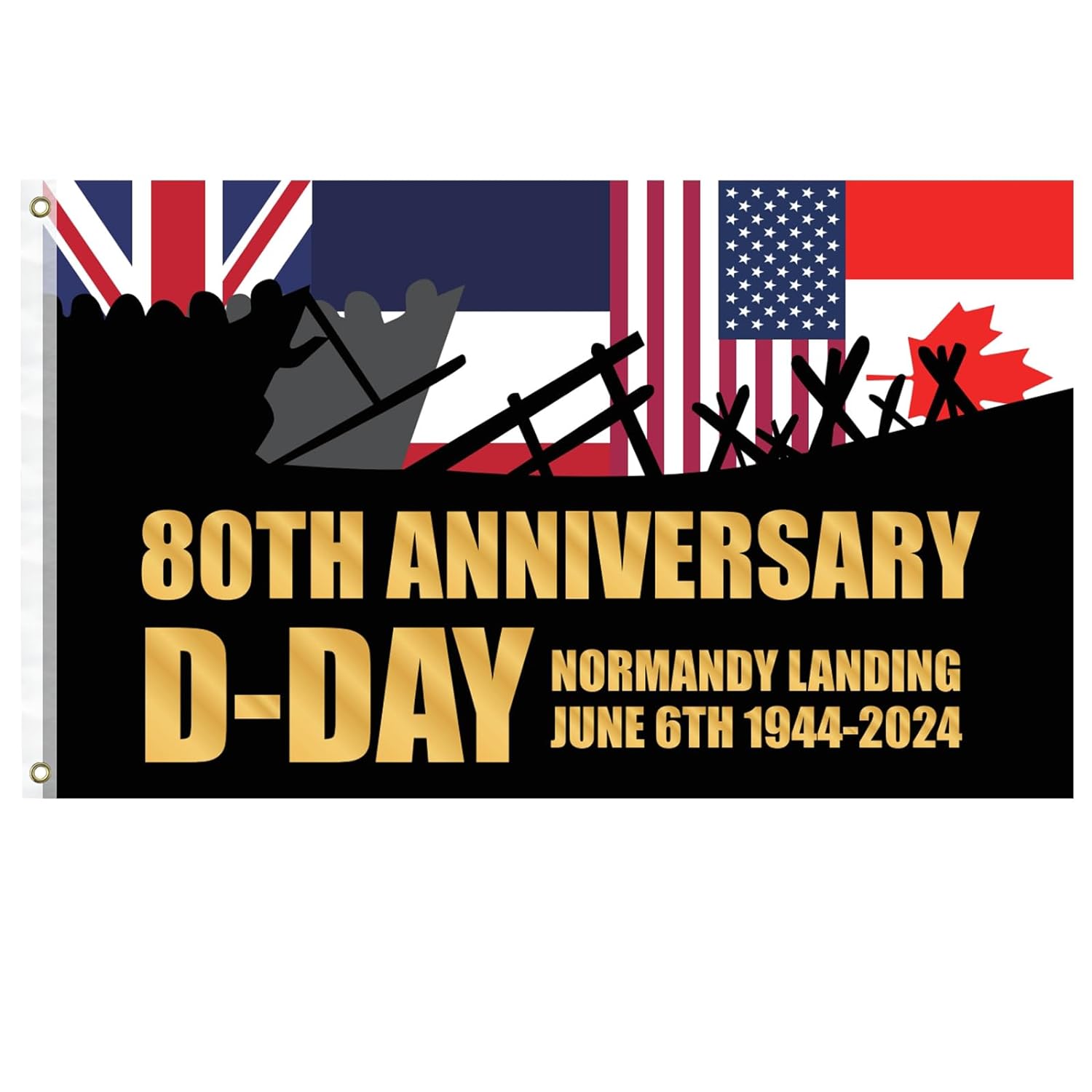 90×150cm D Day 80th Anniversary Flag, Bunting Patriotic Normandy 80th ...