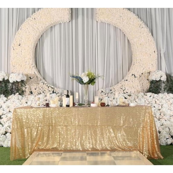 90" x 156" Light Gold Sequin Rectangular‌ Tablecloth for Wedding ...