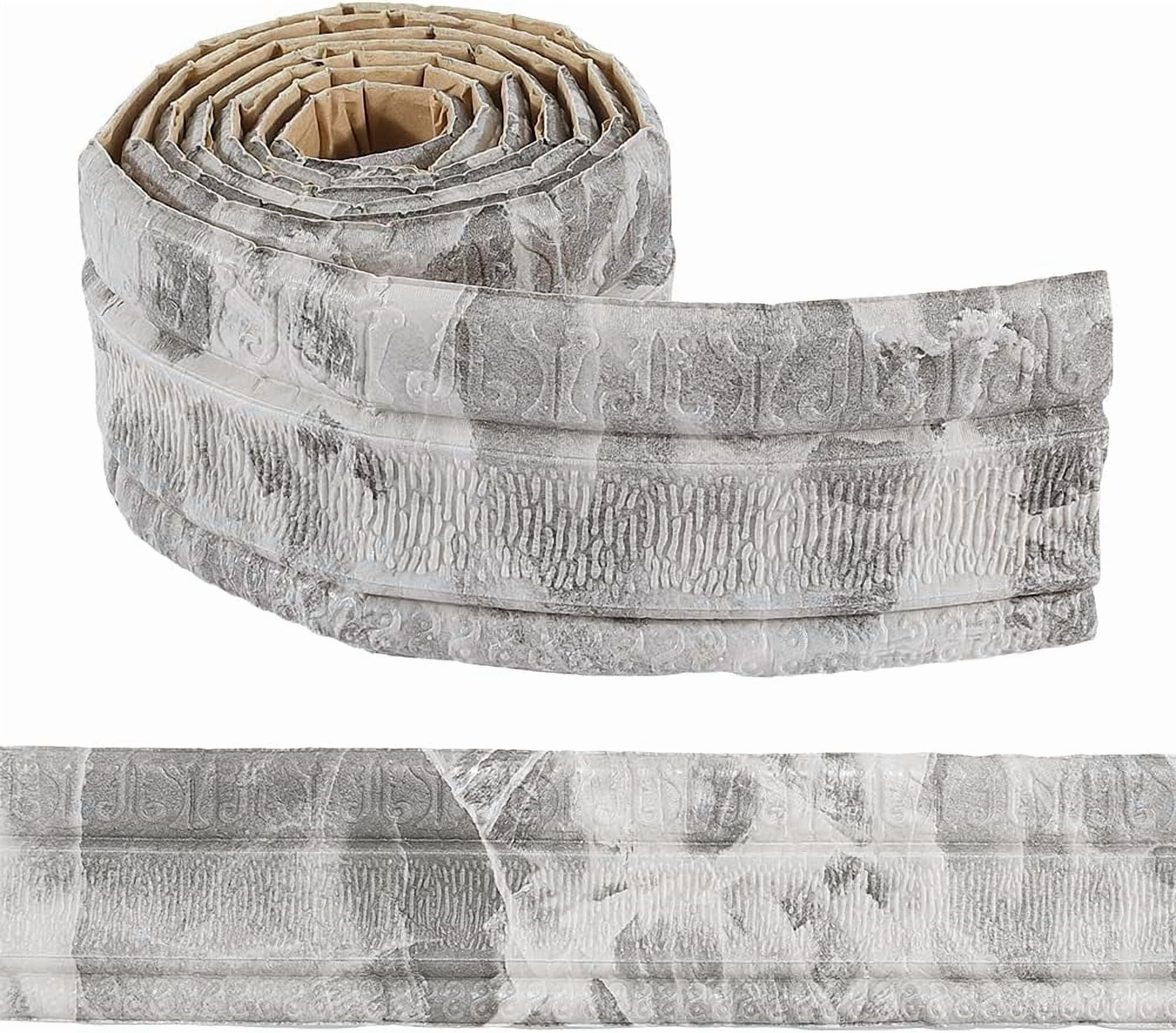 90.5 x 3.9in Peel and Stick Wallpaper Border Molding Marble Grey Self ...