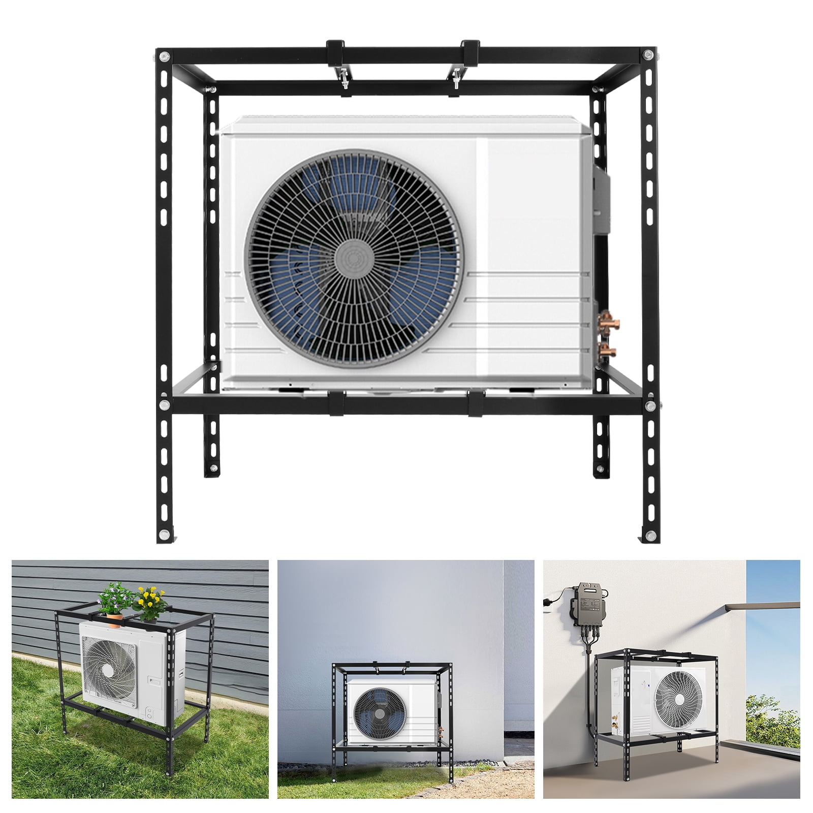 90*50*90cm Air Conditioner Unit Support Bracket Black Steel Tube Stand ...